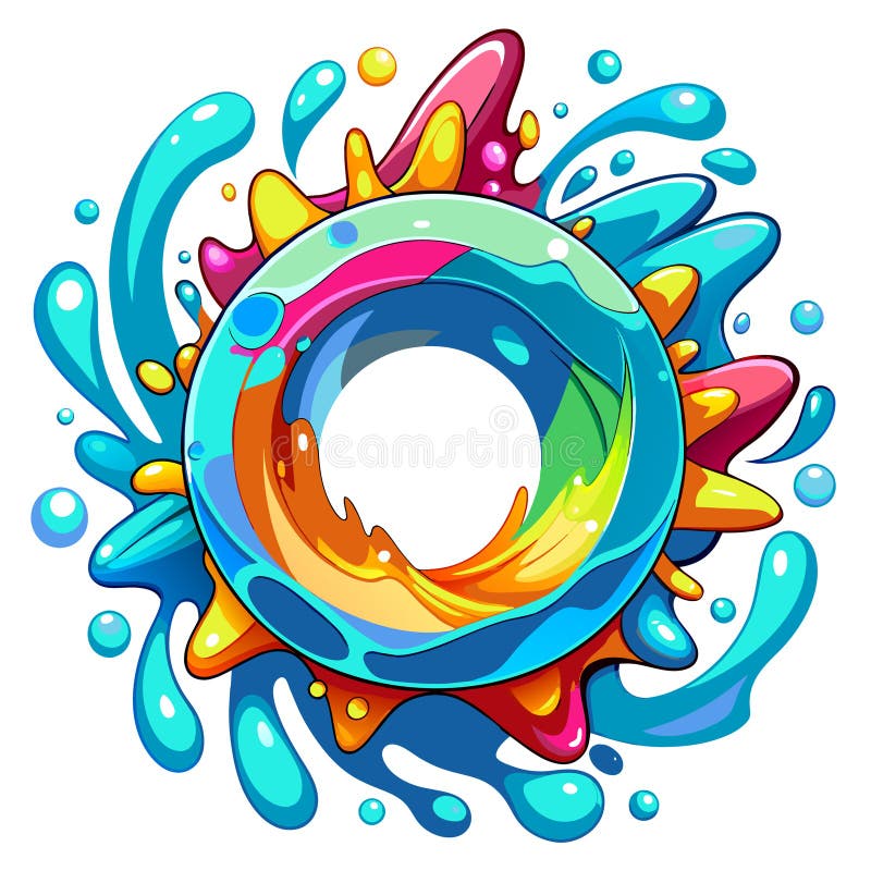 Multi-colored Cartoon Drops of Splashes Fly To the Sides, Forming a ...
