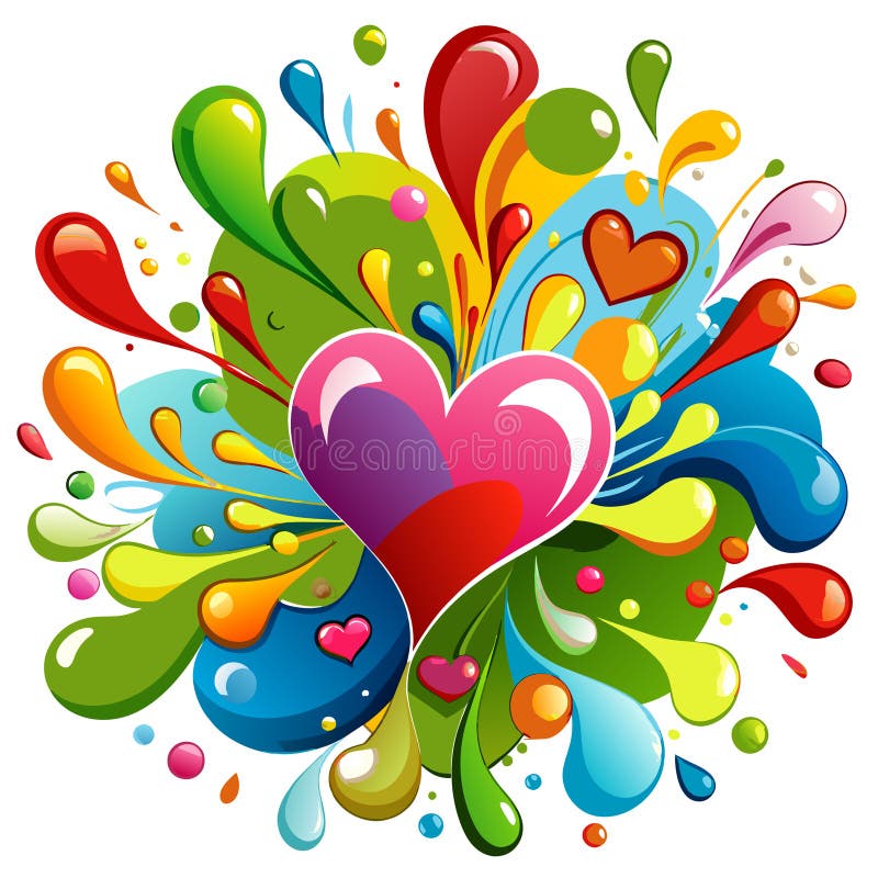 Multi-colored Cartoon Drops of Splashes Fly To the Sides. There is a ...