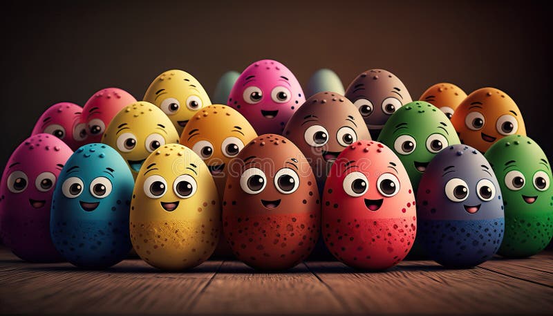Multi-colored Cartoon Eggs with Different Emotions. Stock Illustration ...