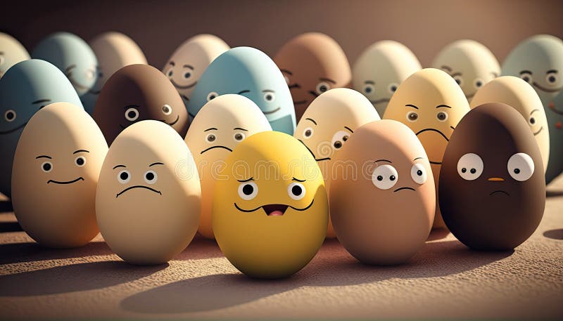 Multi-colored Cartoon Eggs with Different Emotions. Stock Illustration ...