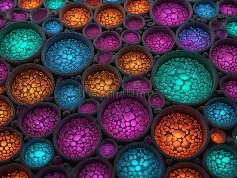 Multi Colored Cells Glow in High Scale Magnification - Generated by Ai ...