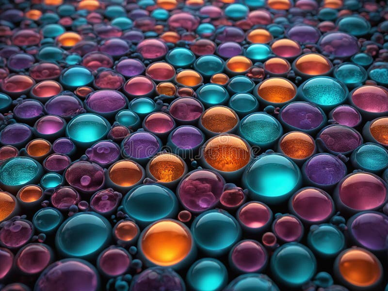 Multi Colored Cells Glow in High Scale Magnification - Generated by Ai ...