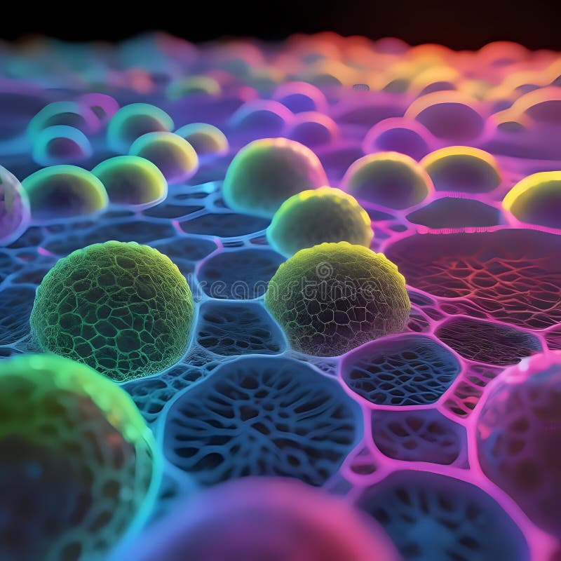 Multi Colored Cells Glow in High Scale Magnification - Generated by Ai ...