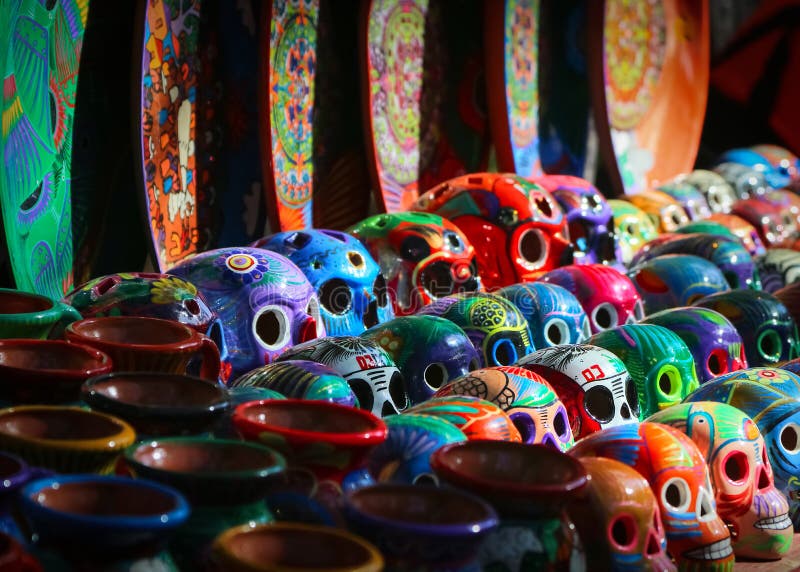 Multi-colored Ceramic Decorative Skull. Mexico. Stock Photo - Image of ...