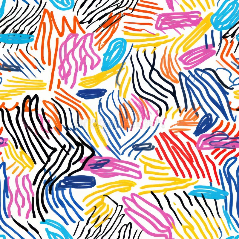 Multi Colored Charcoal Pencil Curly Lines and Squiggles Seamless ... Multi Colored Charcoal Pencil Curly Lines and Squiggles Seamless ...
