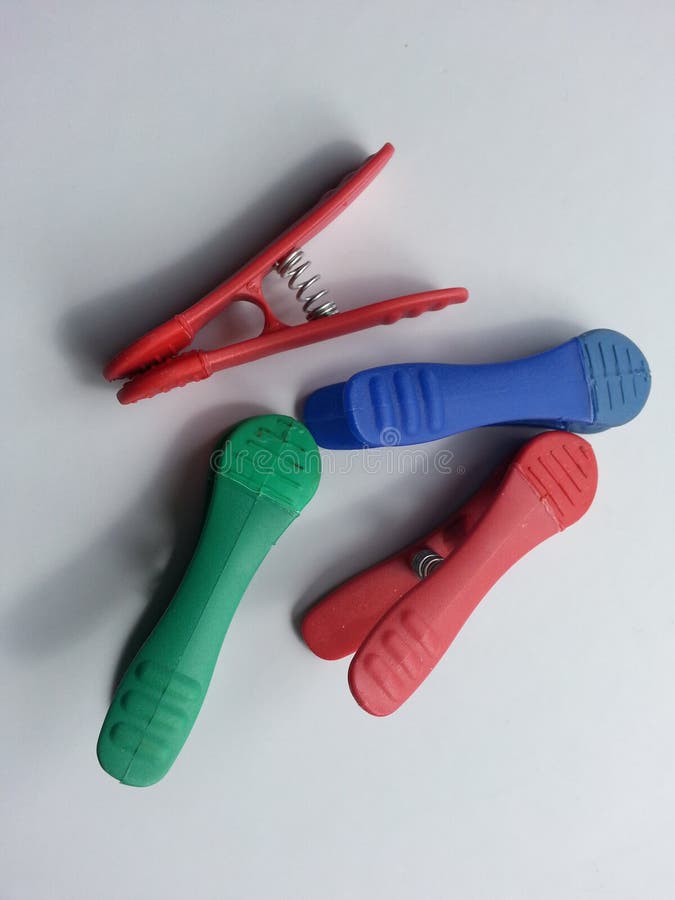 Multi Colored Chip Clips on White Background Stock Photo - Image of ...