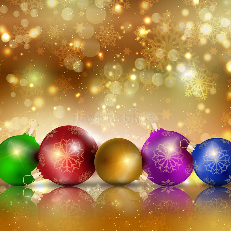 Multi-colored Christmas Balls on a Gold Background Stock Illustration ...