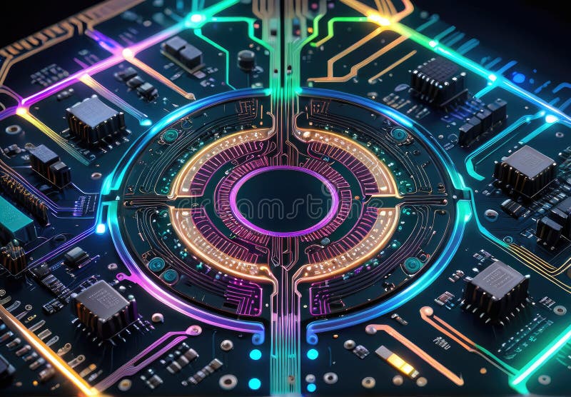 Multi-colored Circuitry Surrounding Stock Illustration - Illustration ...