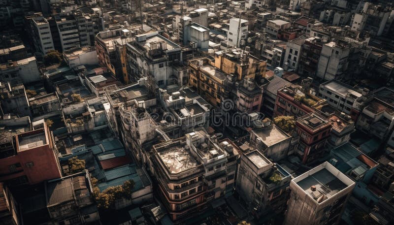 Multi Colored City Skyline Illuminates Night, Bustling with Traffic and ...