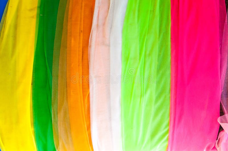Multi-colored Cloth Used for Decoration in Thailand Temple Stock Image ...