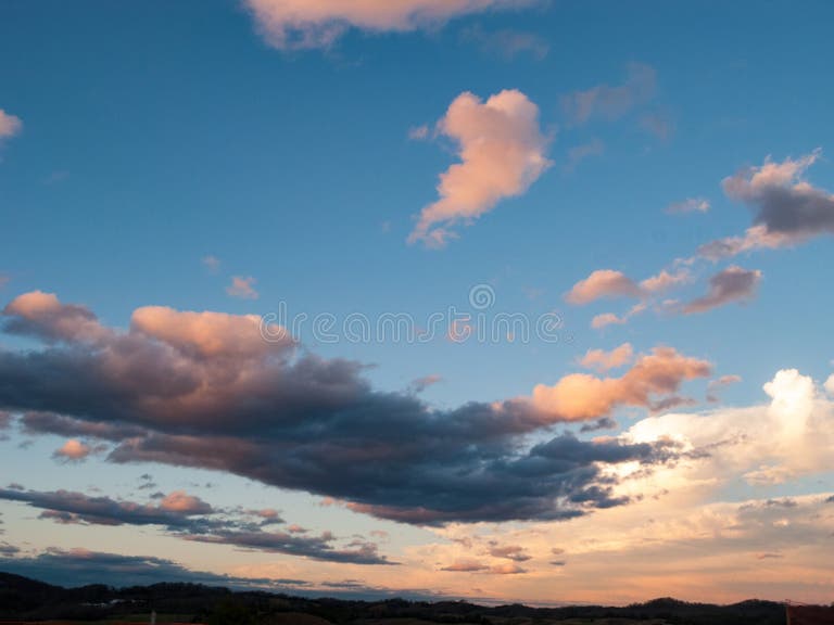 Multi-Colored Clouds in a Dramatic Sky at Sunset Stock Image - Image of ...