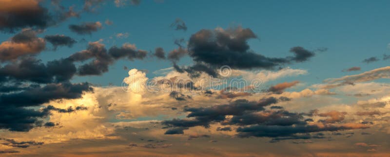 Multi-Colored Clouds in a Dramatic Sky at Sunset Stock Photo - Image of ...