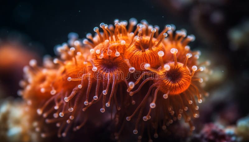 Multi Colored Cnidarian Tentacles Sway in Underwater Reef Natural ...