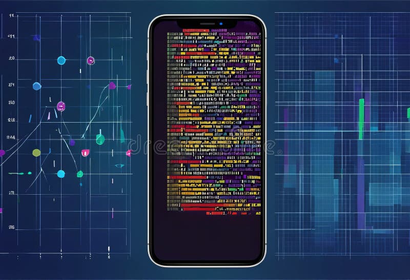 Multi Colored Code Mosaic with Abstract Data Visualization Smart ...