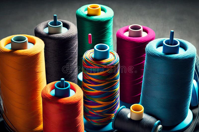 Multi-colored Coils with Threads for and Sewing Clothes in Factory ...