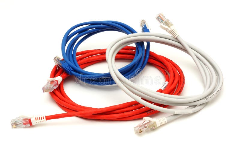 Multi Colored Computer Network Cables with Clipping Path Stock Photo ...