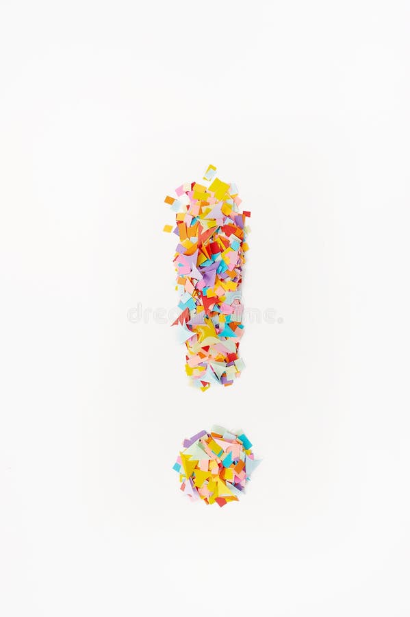The Exclamation Mark on a Background from Multi-colored Confetti, from ...