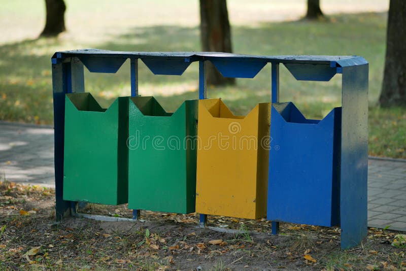 Multi-colored Containers for Separate Waste Collection Stock Photo ...