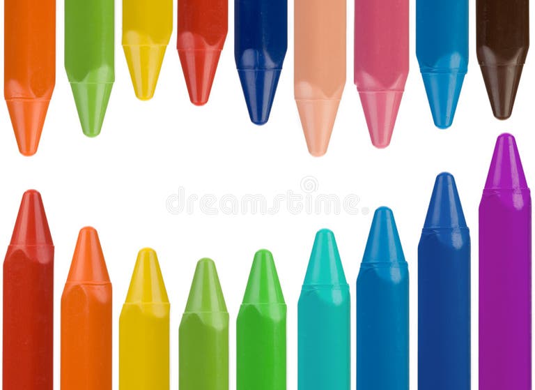Multi-colored Crayon Border Stock Photo - Image of equipment, white ...