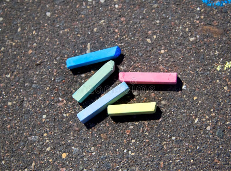 Multi-colored Crayons for Asphalt Stock Photo - Image of orange, draw ...