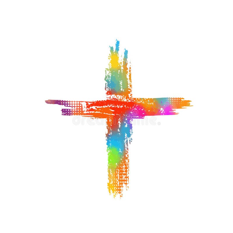 Multi-colored Cross. Cross Made of Rainbow Blots. Vector Illustration ...