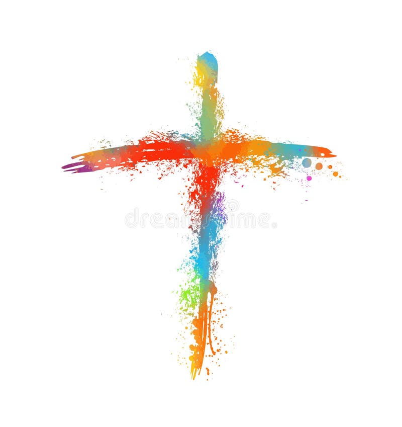 Multi-colored Cross. Cross Made of Rainbow Blots. Vector Illustration ...