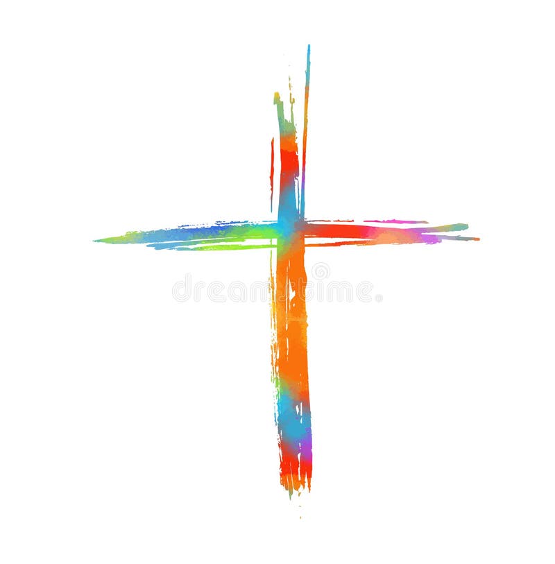 Multi-colored Cross. Cross Made of Rainbow Blots. Vector Illustration ...