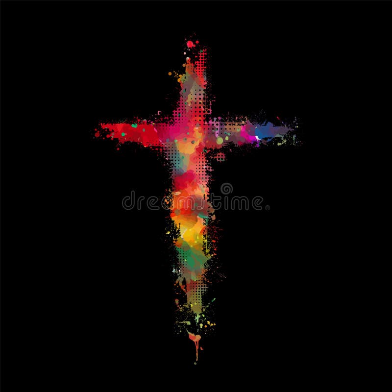 Multi-colored Cross Object. Happy Easter. Vector Illustration Stock ...