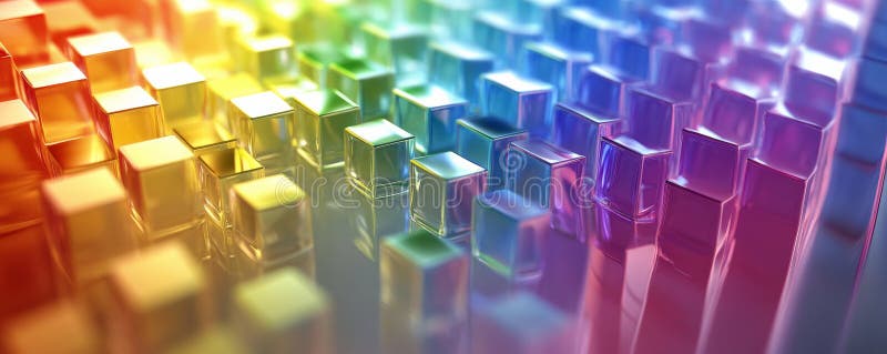 Multi-colored Cubes Arranged in a Flowing Wave Pattern on a Smooth ...