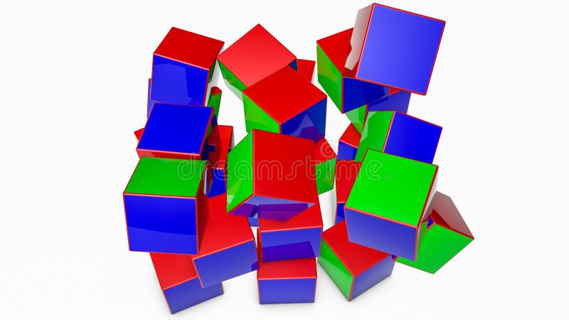 Multi-colored Cubes on. 3d Rendering Stock Illustration - Illustration ...