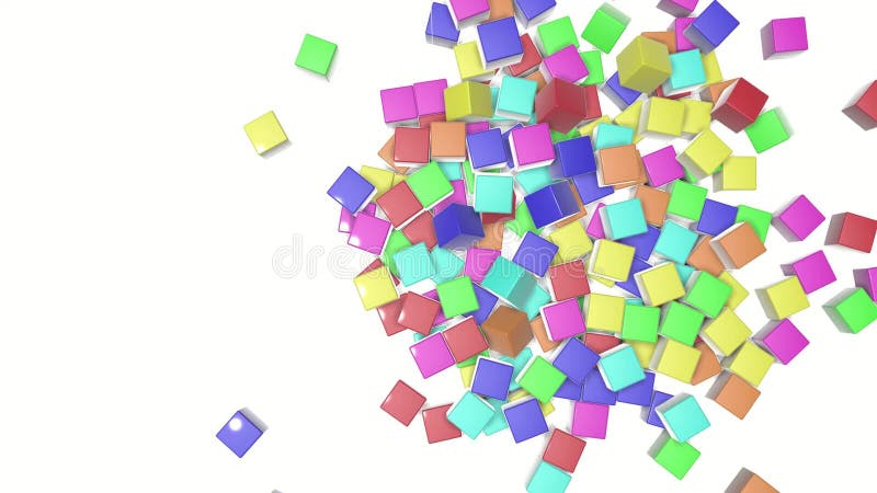 Multi-colored Cubes Fall on a White Background. Animated. 3d Render ...