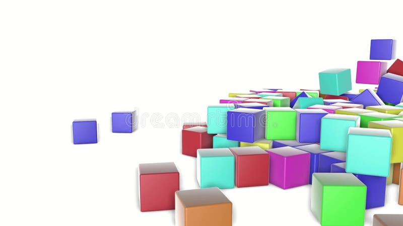 Multi-colored Cubes Fall on a White Background. Animated. 3d Render ...