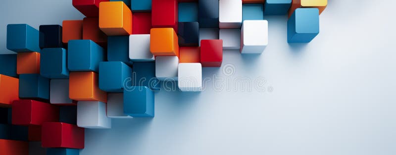 Multi-Colored Cubes on a Light Surface Stock Illustration ...