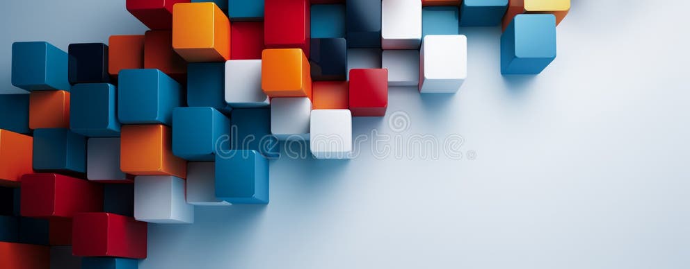 Multi-Colored Cubes on a Light Surface Stock Illustration ...