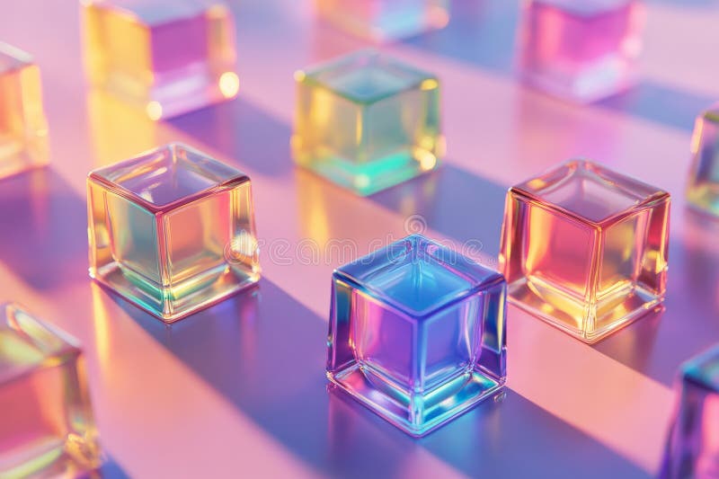 Multi-colored Cubes with Smooth, Glossy Surfaces, Placed Randomly on a ...