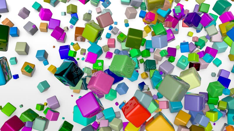 Multi-colored Cubes on a White Background. Illustration. 3d Rendering ...