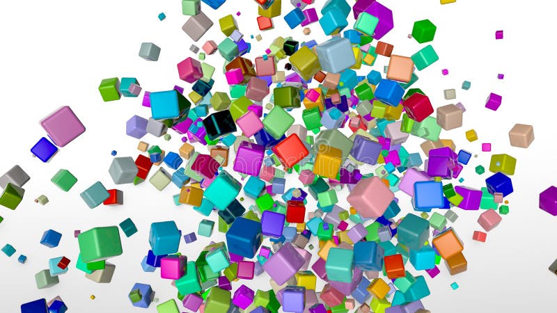 Multi-colored Cubes on a White Background. Illustration. 3d Rendering ...