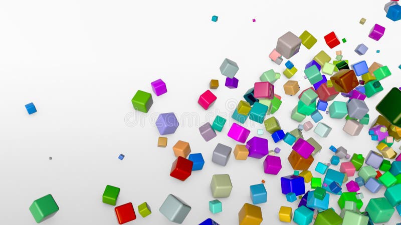 Multi-colored Cubes on a White Background. Illustration. 3d Rendering ...