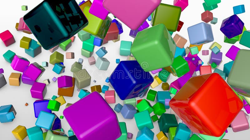 Multi-colored Cubes on a White Background. Illustration. 3d Rendering ...