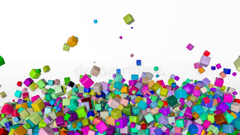 Multi-colored Cubes on a White Background. Illustration. 3d Rendering ...