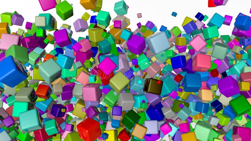 Multi-colored Cubes on a White Background. Illustration. 3d Rendering ...
