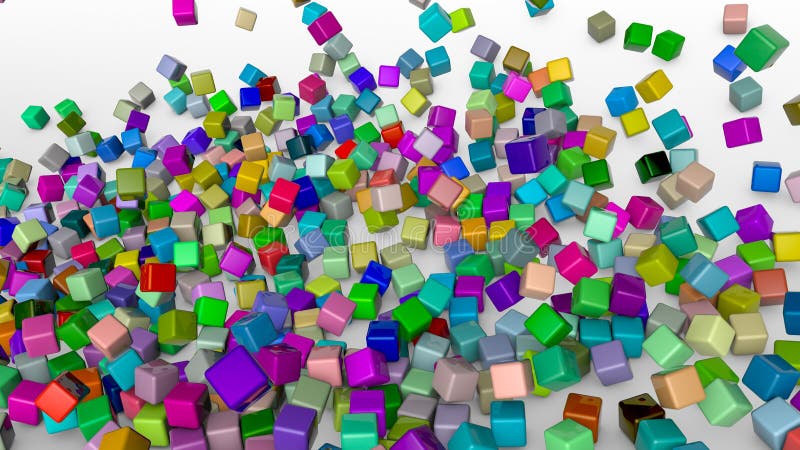 Multi-colored Cubes on a White Background. Illustration. 3d Rendering ...