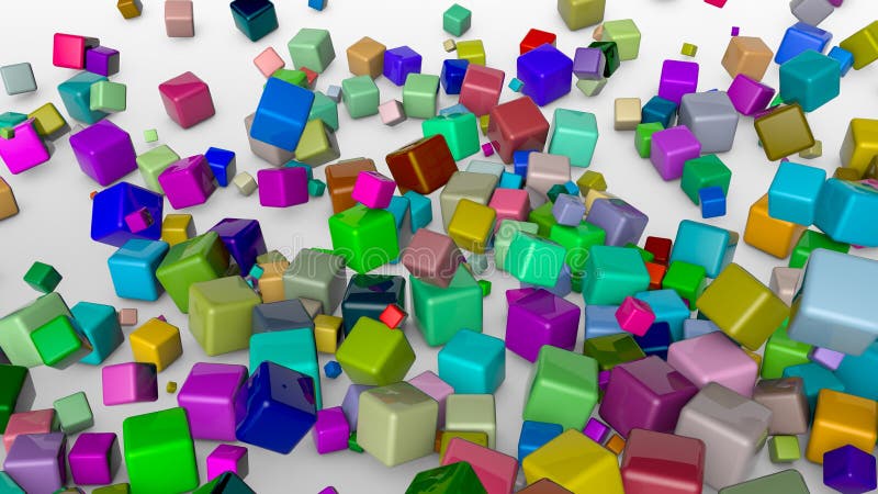 Multi-colored Cubes on a White Background. Illustration. 3d Rendering ...