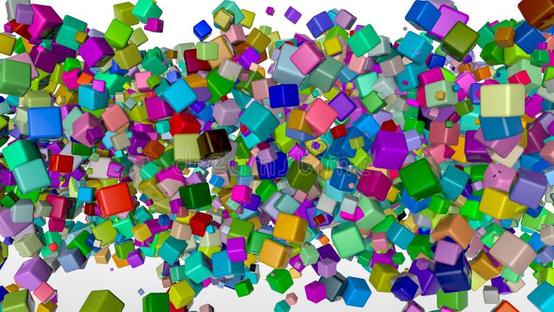 Multi-colored Cubes on a White Background. Illustration. 3d Rendering ...