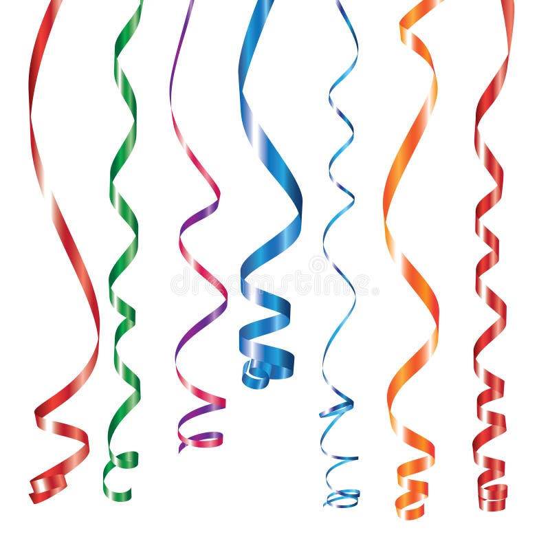 Multi Colored Curling Ribbon Set Stock Vector - Illustration of curve ...