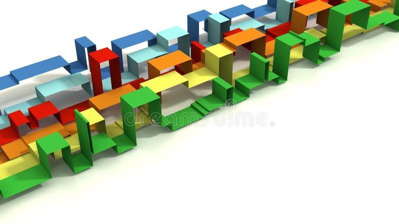 Multi Colored 3D Illustrated Geometric Ribbons on a White Background ...
