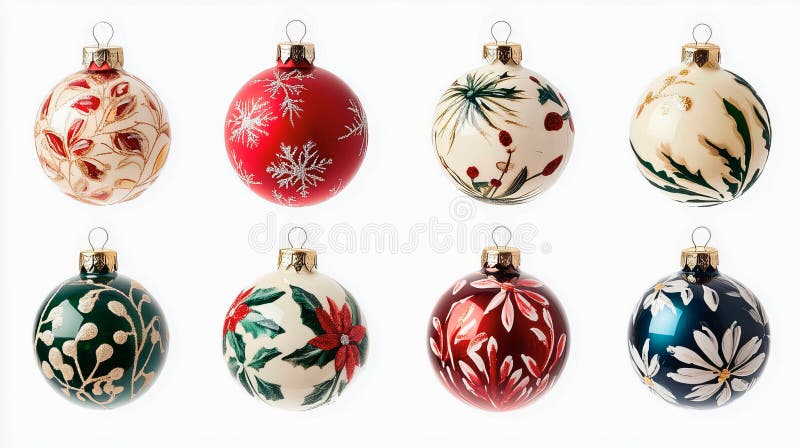 Multi Colored Decorative Christmas Balls on White Stock Photo - Image ...
