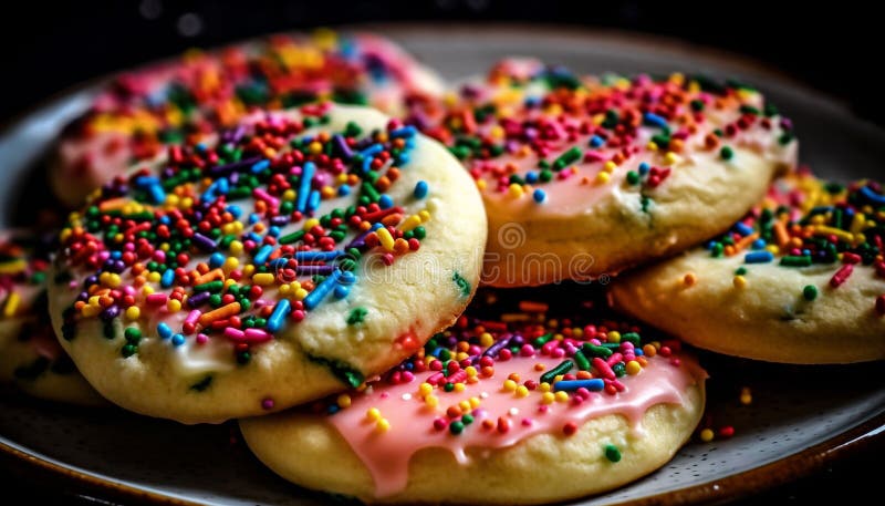 Multi Colored Dessert Plate with Donuts, Cookies, and Candy Indulgence ...