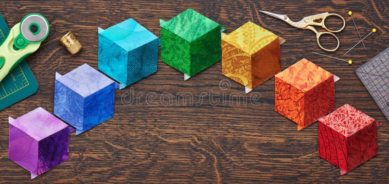 Multi-colored Diamonds Sewn in the Form of a Cube and Laid Out in an ...