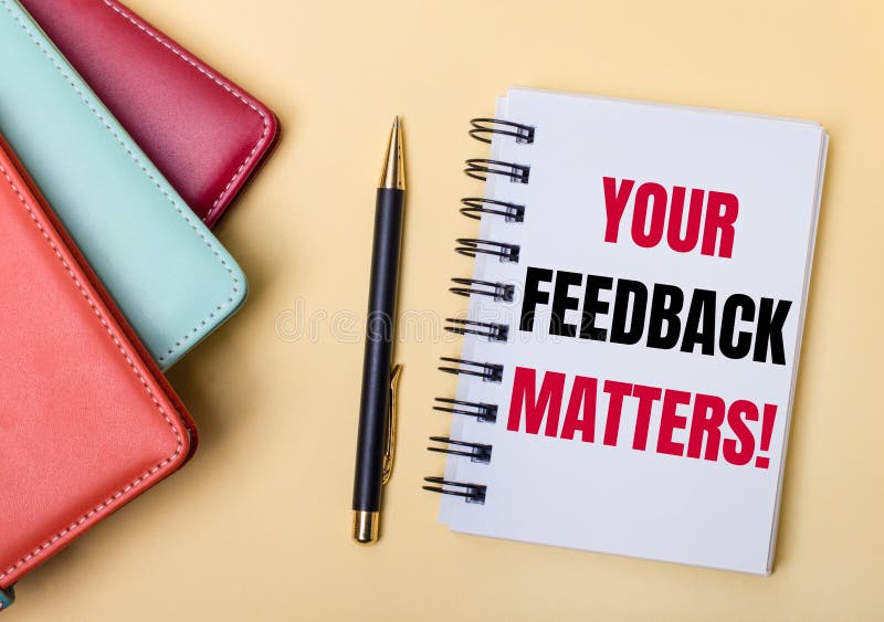YOUR FEEDBACK MATTERS is Written on Wooden Blocks on a Light Blue ...